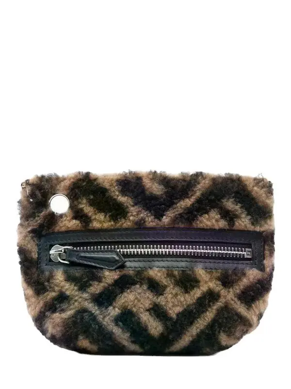 Fendi Shearling Pyramid Pouch - Brown