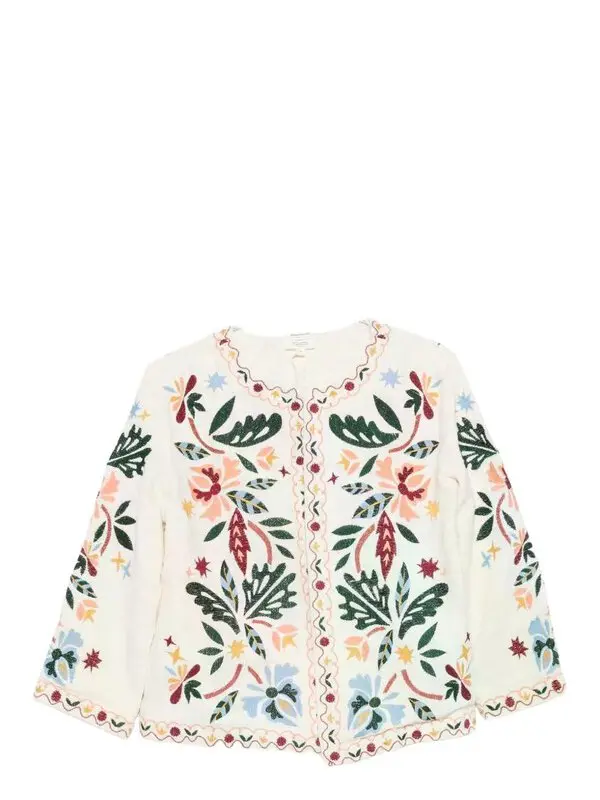 MAISON123 Voltige Floral Embroidered Cardigan - Neutrals