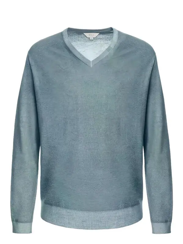 Malo V-neck Fine Knit Sweater - Blue