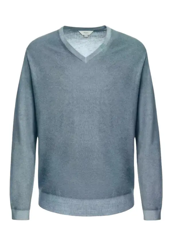 Malo V-neck Fine Knit Sweater - Blue