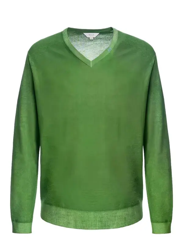 Malo Tavolozza Knitted V-neck Sweater - Green