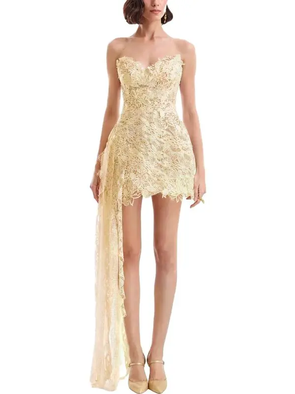 GEMY MAALOUF Lace Cage Mini Dress - Neutrals