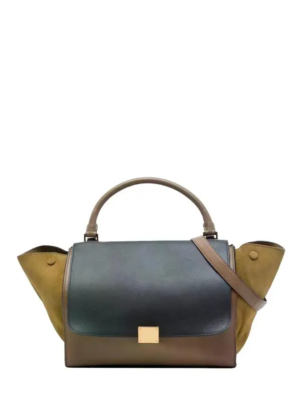 Celine Medium Tricolor Calfskin And Suede Satchel - Brown