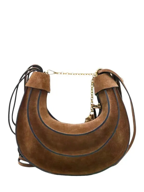 Farm Rio Flower Charm Suede Shoulder Bag - Brown