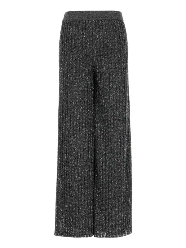 Missoni Sequin-embellished Ribbed-knit Trousers - Grey