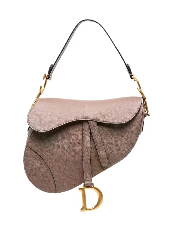 Dior Grained Calfskin Saddle Bag Shoulder Bag - Brown