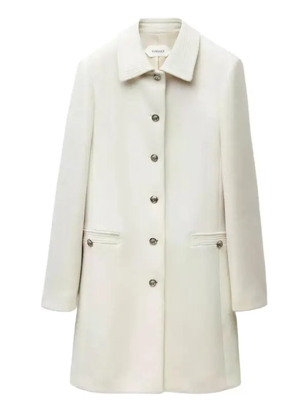 Versace Double-wool Coat With Medusa Buttons - Neutrals