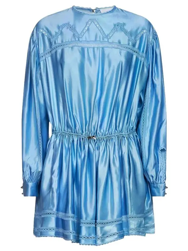 Rabanne Lace-trimmed Puff-sleeve Dress - Blue