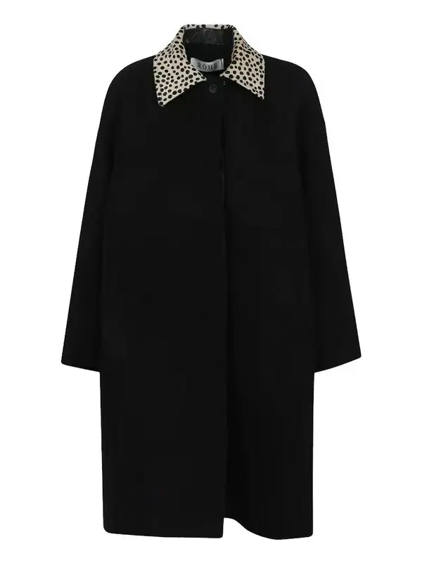 RÓHE Oversized Wool Coat With Polka-dot Collar - Black