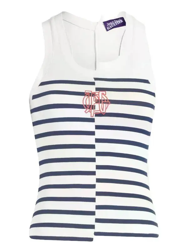 JEAN PAUL GAULTIER Asymmetric Striped Tank Top - White