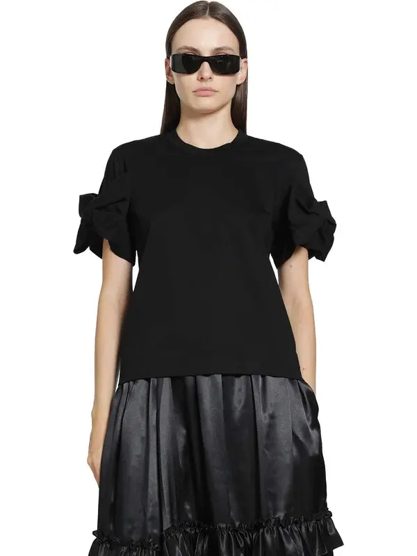 Noir Kei Ninomiya Short Sleeve T-shirt With Bow Detail - Black