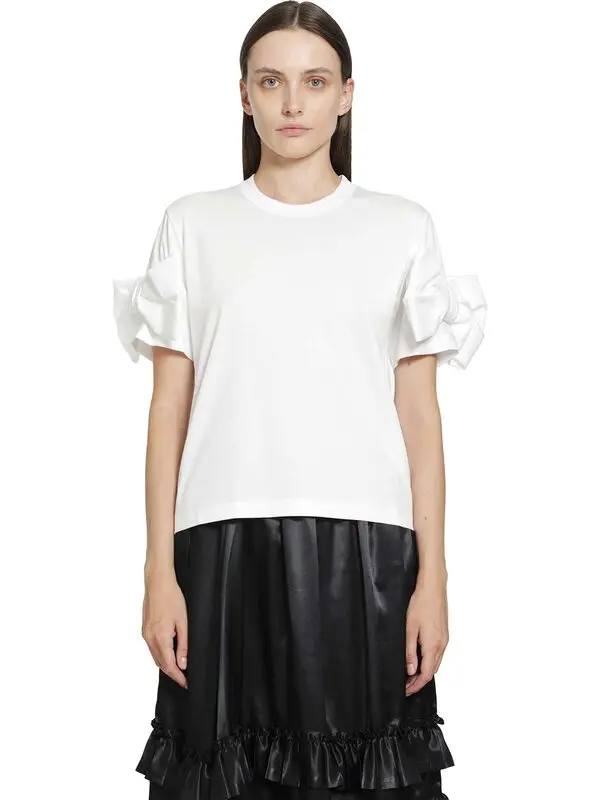 Noir Kei Ninomiya Short Sleeve T-shirt With Bow Detail - White