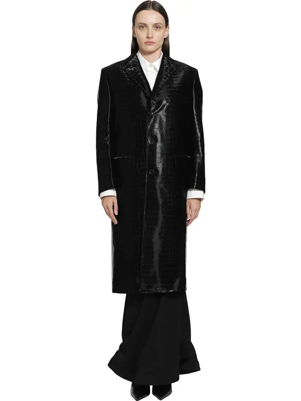 Junya Watanabe Embossed Leather Single-breasted Coat - Black