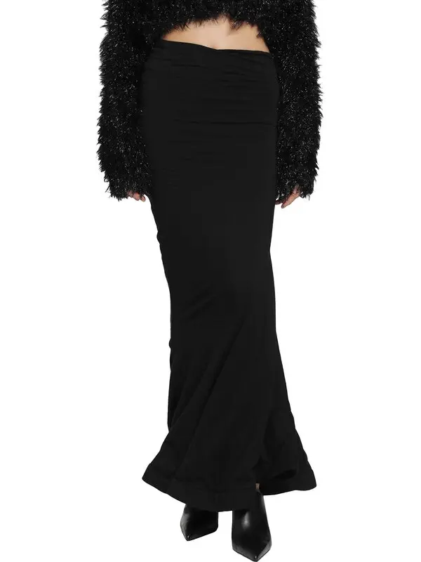 Junya Watanabe Elongated Column Wool Blend Maxi Skirt - Black