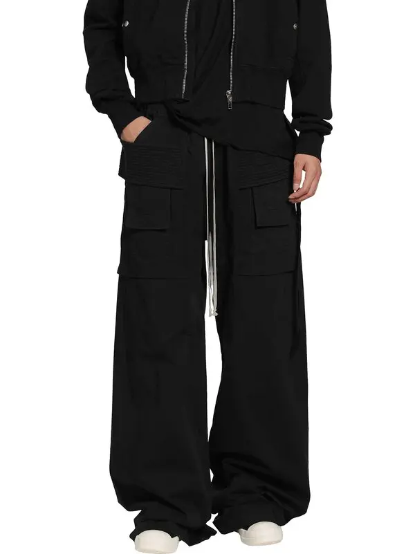 Rick Owens Tower Creatch Cargo Drawstring Pants - Black