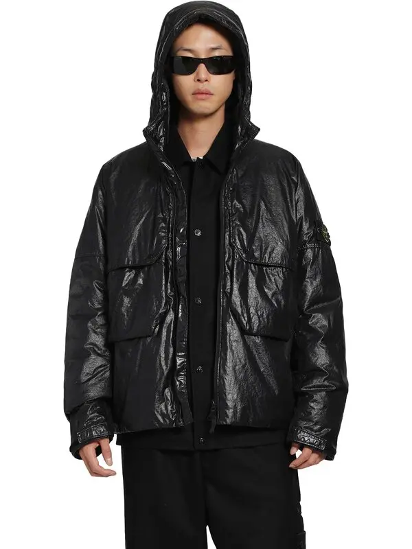 Stone Island 4100056 Hooded Down Jacket - Black