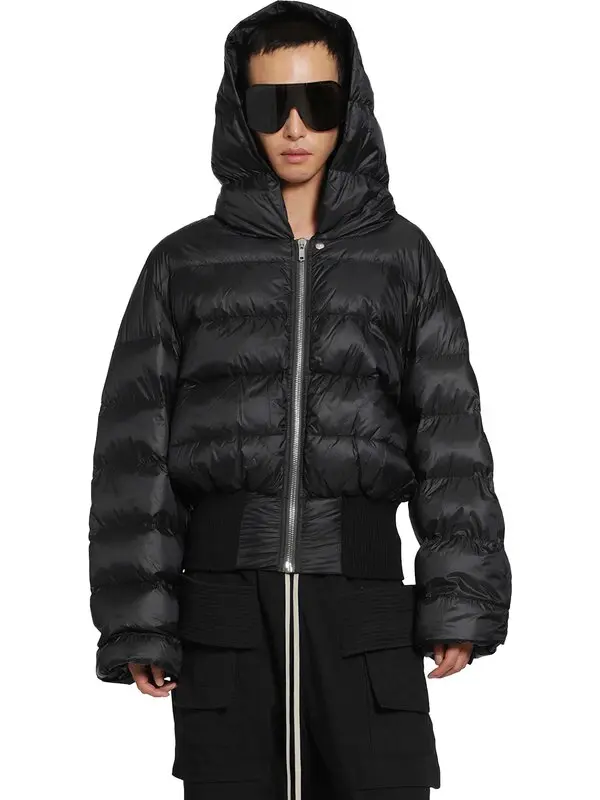 Rick Owens Nylon Padded Hooded Jacket - Black