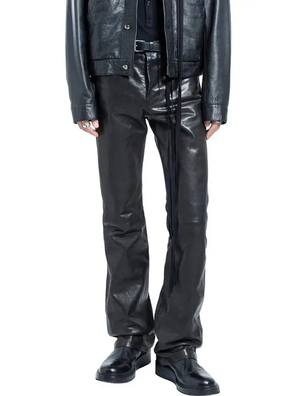 ANN DEMEULEMEESTER Jonas 5 Pocket Leather Pants - Black