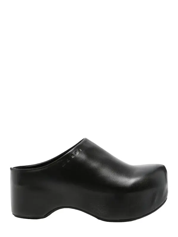 Marni Leather Platform Clogs - Black