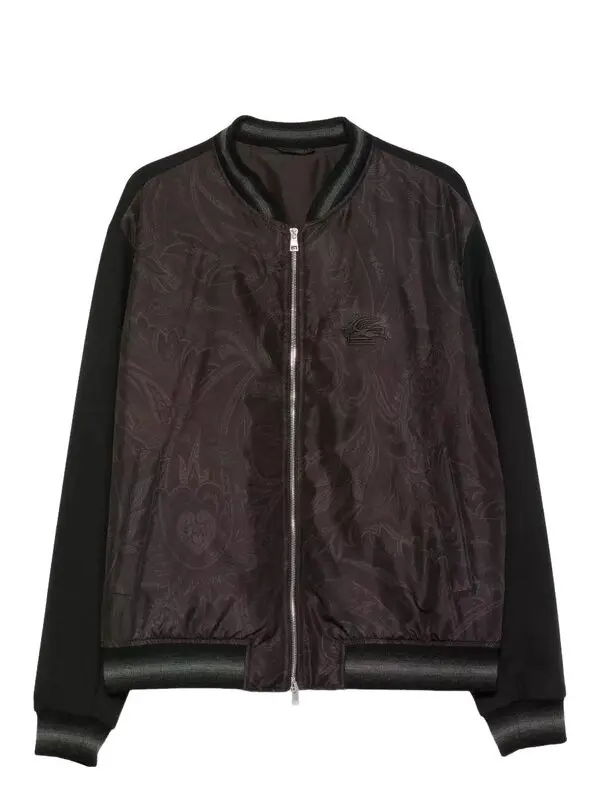 Etro Paisley Print Panelled Bomber Jacket - Black