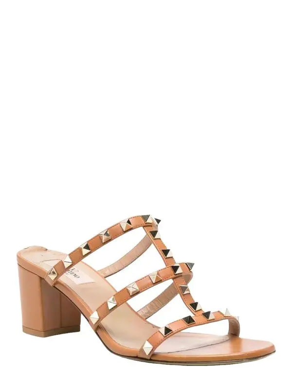 Valentino Garavani Rockstud Leather Heeled Sandals - Brown