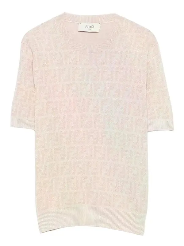 Fendi Ff-monogram Wool Crewneck T-shirt - Neutrals