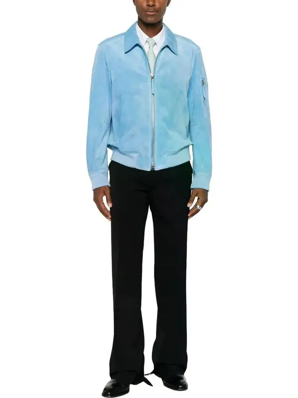 TOM FORD Zipped Suede Bomber Jacket - Blue