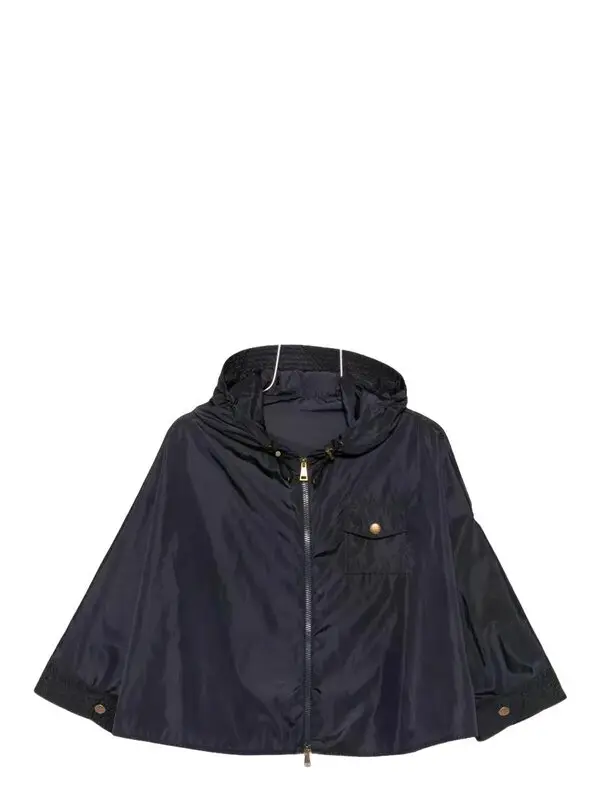 Moncler Hooded Logo-patch Cape - Blue