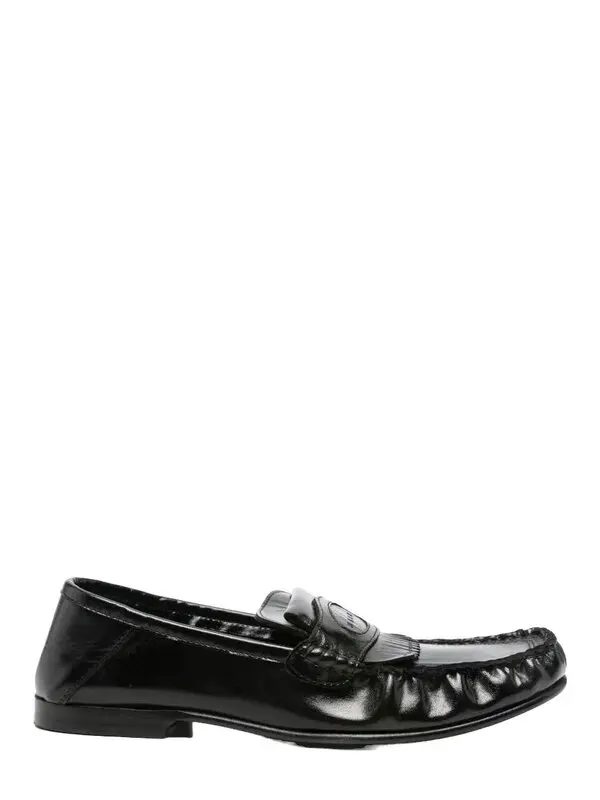 Marni Leather Loafers With Fringe Detail - Black