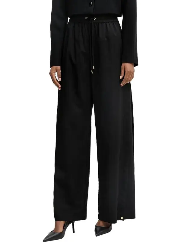Liu Jo Bamboo-blend Wide Leg Trousers With Slit Details - Black