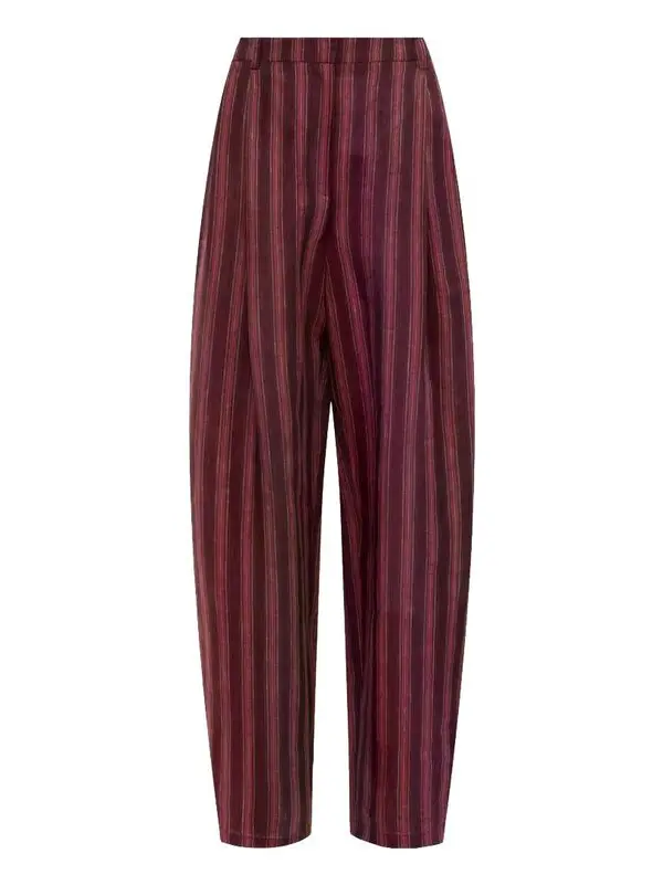 12 STOREEZ Sorbet Striped Linen Trousers - Red
