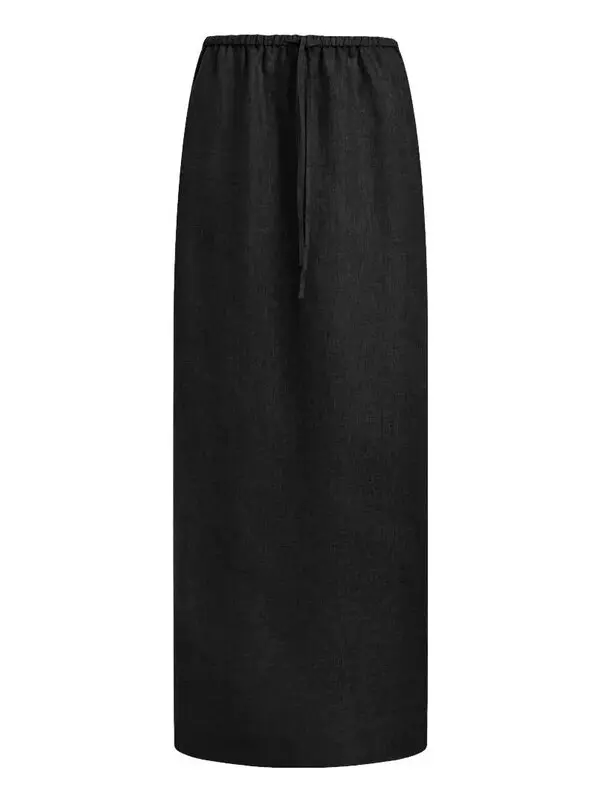 12 STOREEZ Bessette Drawstring Waist Maxi Skirt - Black