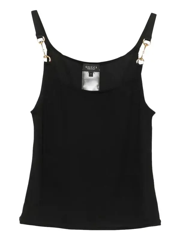 Gucci Viscose Crêpe Jersey Top With Horsebit Detail - Black