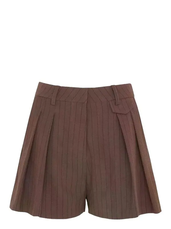 WRSTBHVR Busra Pinstripe Pleated Shorts - Brown