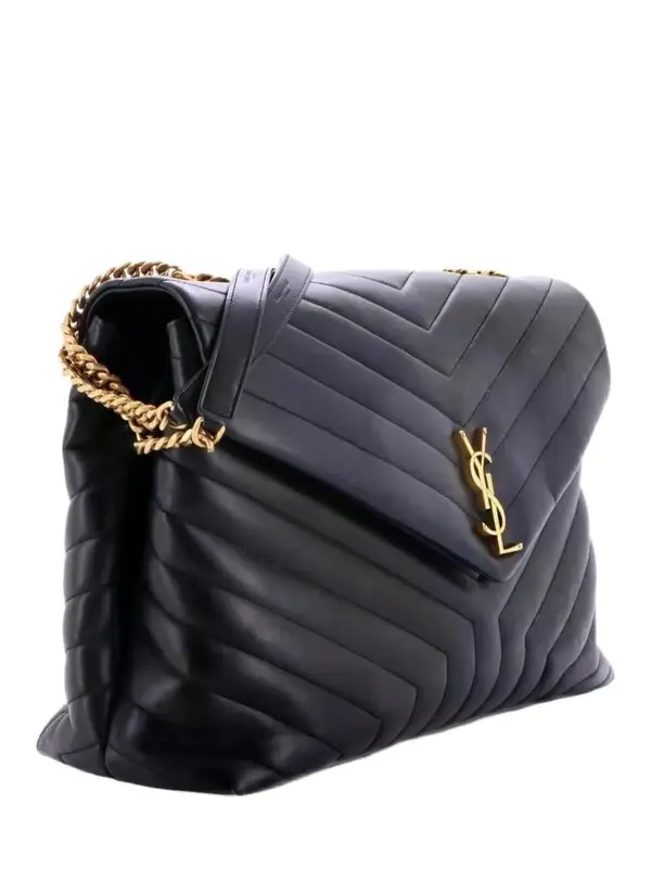Saint Laurent Loulou Matelassé Chevron Leather Shoulder Bag - Black