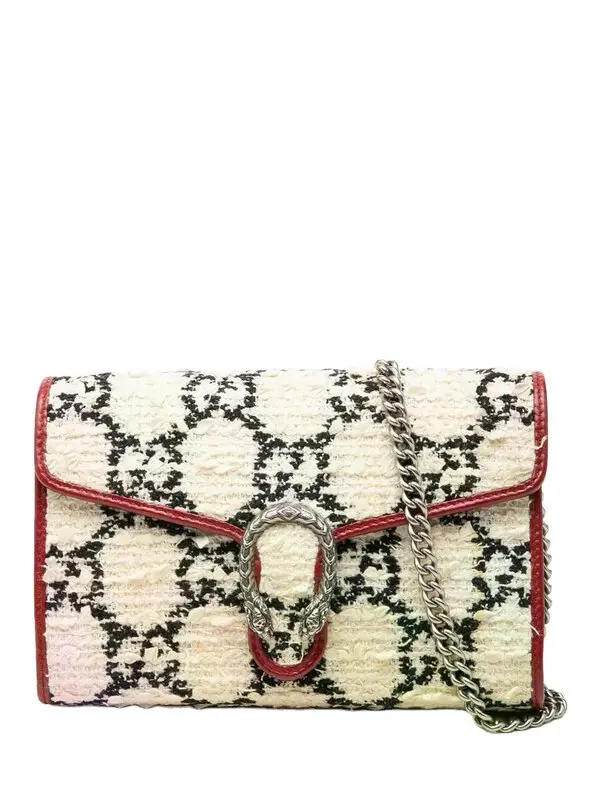Gucci Gg Tweed Dionysis Wallet On Chain Crossbody Bag - White