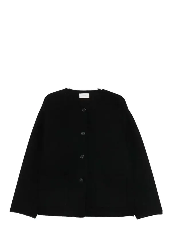 THE ROW Collarless Button-up Coat - Black