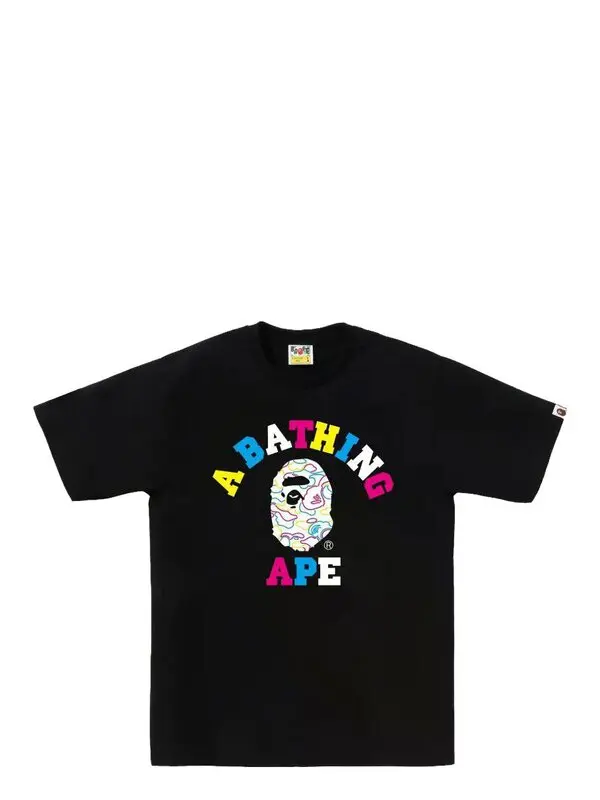 A BATHING APE Neon Camo College Logo T-shirt - Black