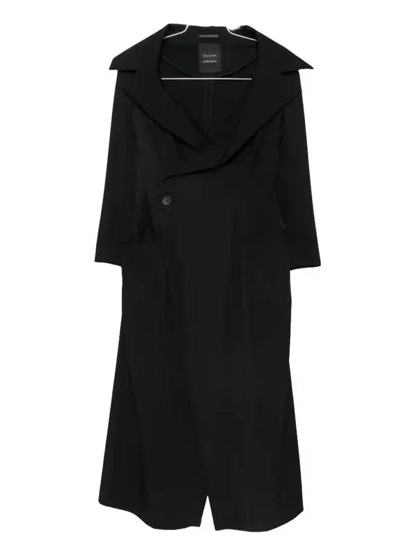 Yohji Yamamoto Wrinkled Gabardine Jacket Dress - Black