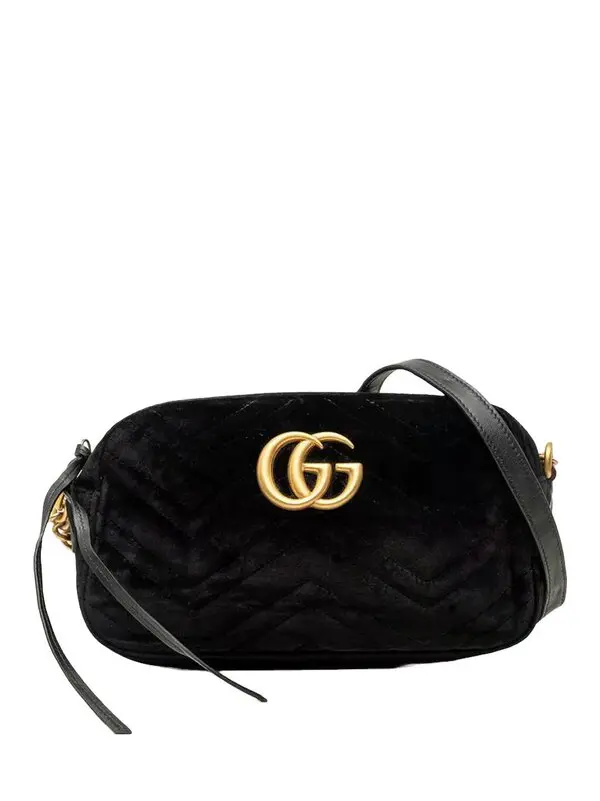 Gucci Marmont Matelasse Velvet Crossbody Bag - Black
