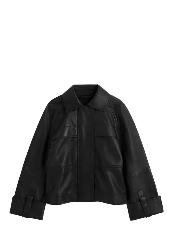 Cos Leather Workwear Jacket - Black