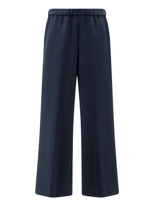 Aspesi Wide Leg Trousers With Elastic Waistband - Blue