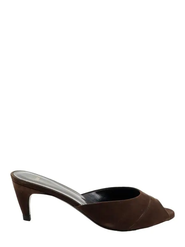 JUDE Suede Open Toe Mule With Covered Heel - Brown