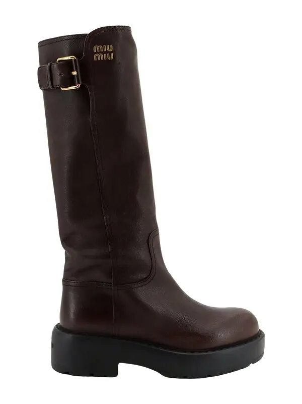 Miu Miu Knee High Boots - Brown