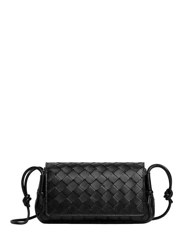 Bottega Veneta Notturno Clutch Bag With Leather Shoulder Strap - Black