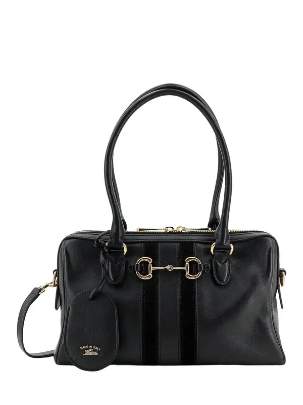 Gucci Leather Horsebit Bauletto Shoulder Bag - Black