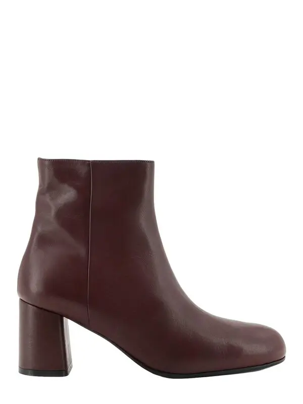 ATP ATELIER Leather Zip Up Block Heel Boots - Brown