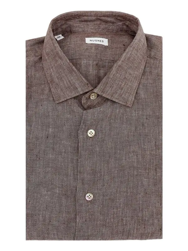 NUGNES 1920 Linen Shirt - Brown
