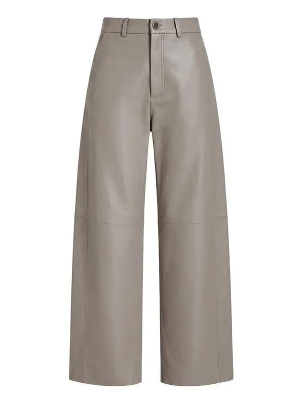ALYSI 100% Leather Trousers - Grey