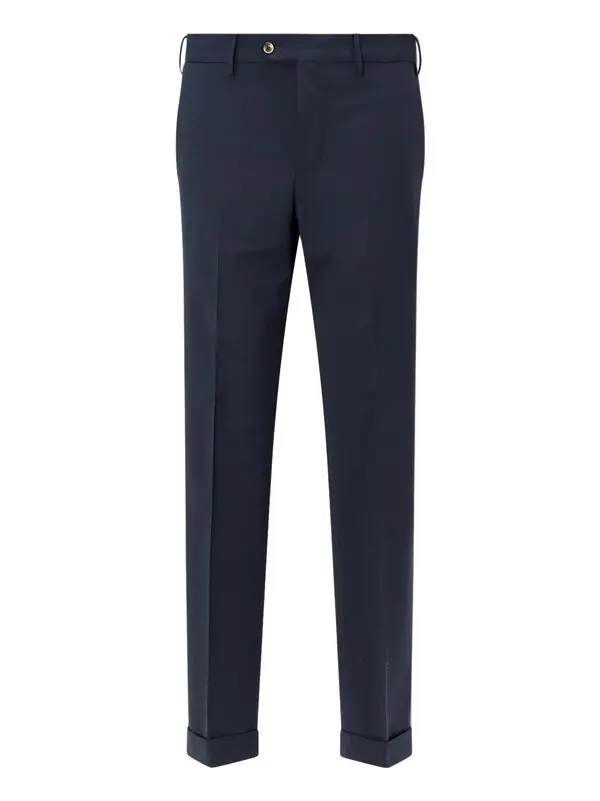 PT TORINO Style Master Fit Stretch Wool Trousers - Blue